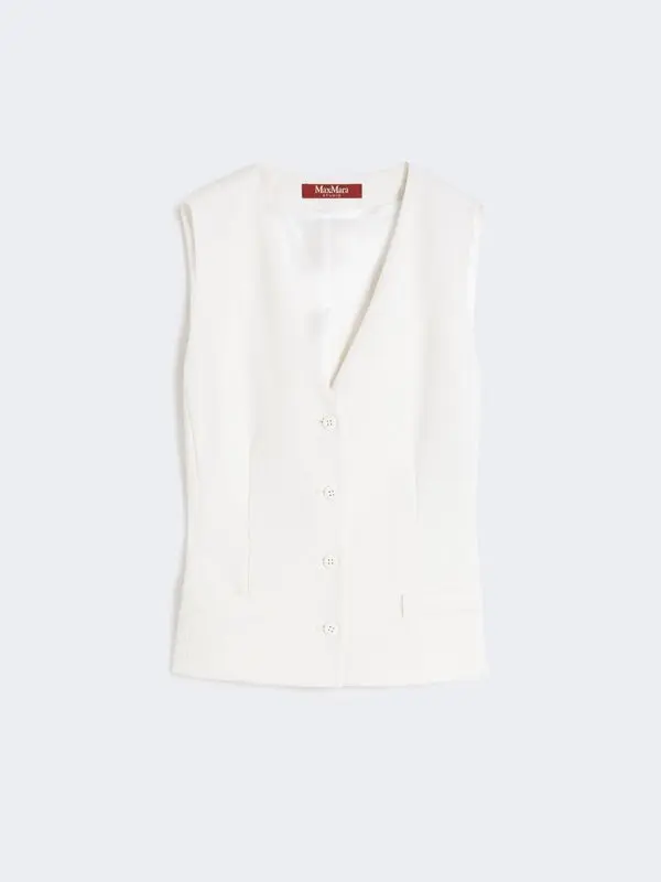 Max Mara Wool Crepe Gilet - White