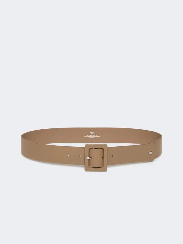 Max Mara Shiny Nappa Leather Belt - Turtledove