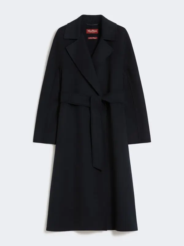 Max Mara Long Wool, Cashmere And Silk Coat - Navy