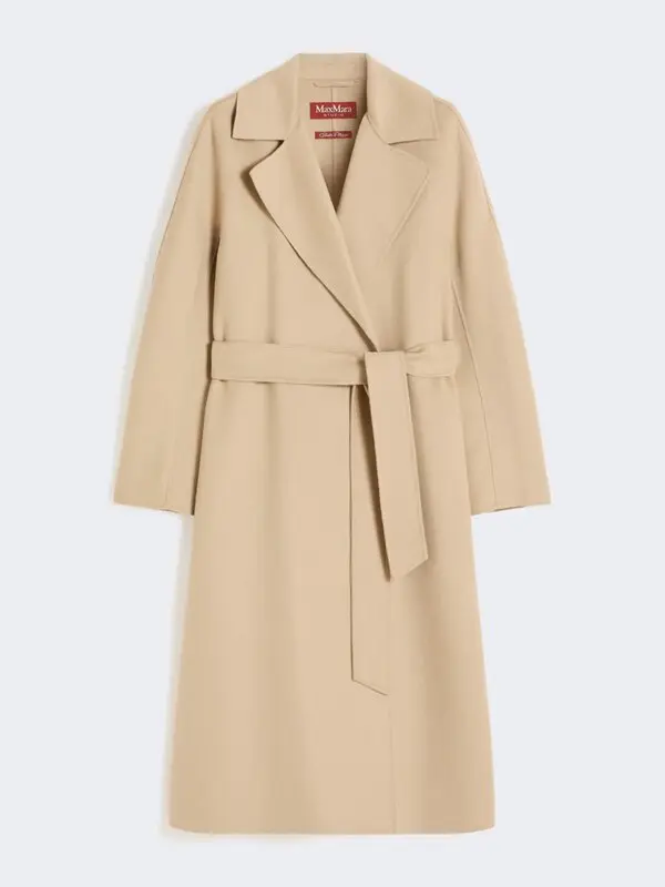 Max Mara Long Wool, Cashmere And Silk Coat - Sand
