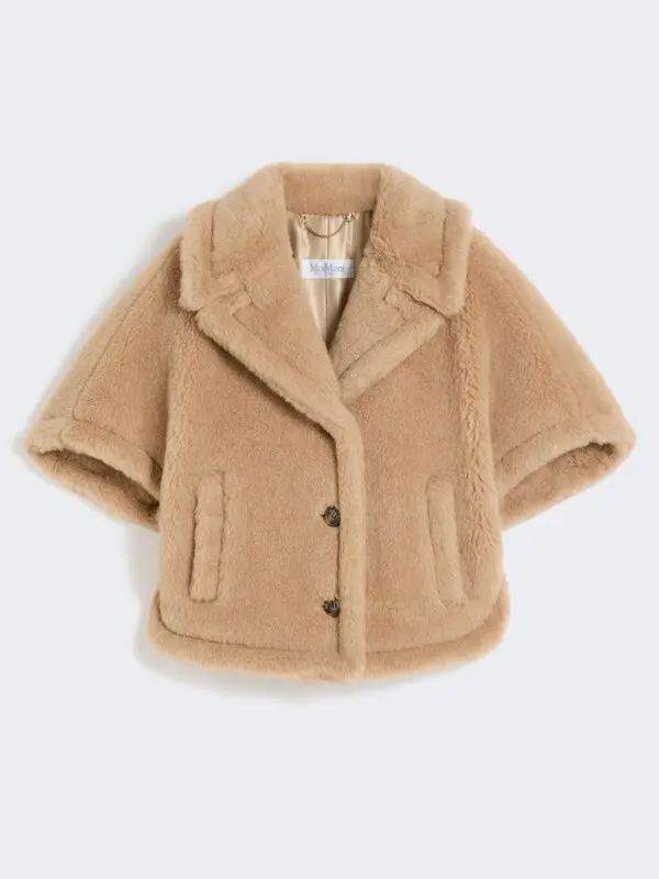 Max Mara Alpaca And Cashmere Teddy Fabric Cape - Beige