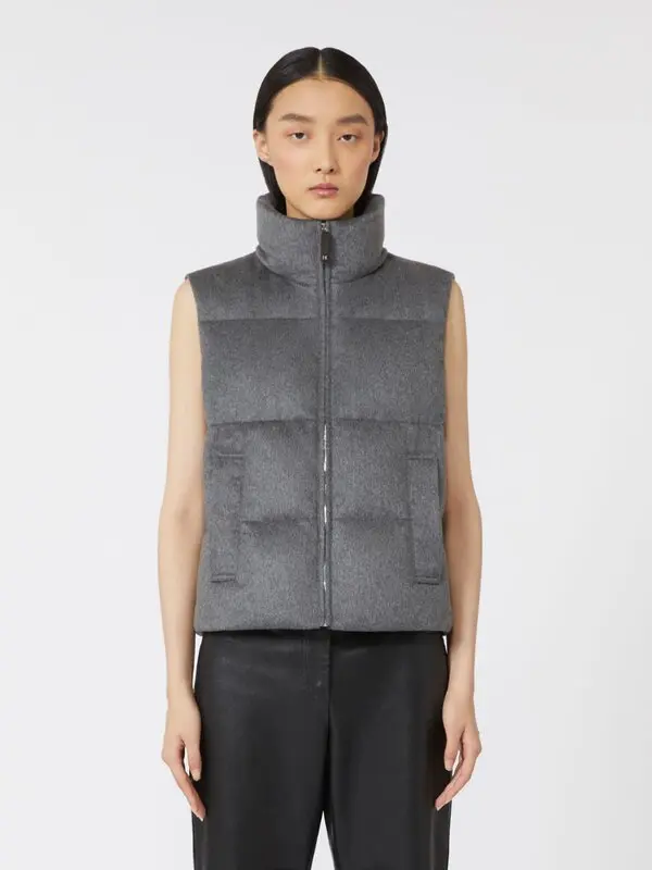 Max Mara Water-repellent Padded Cashmere And Canvas Gilet - Medium Grey