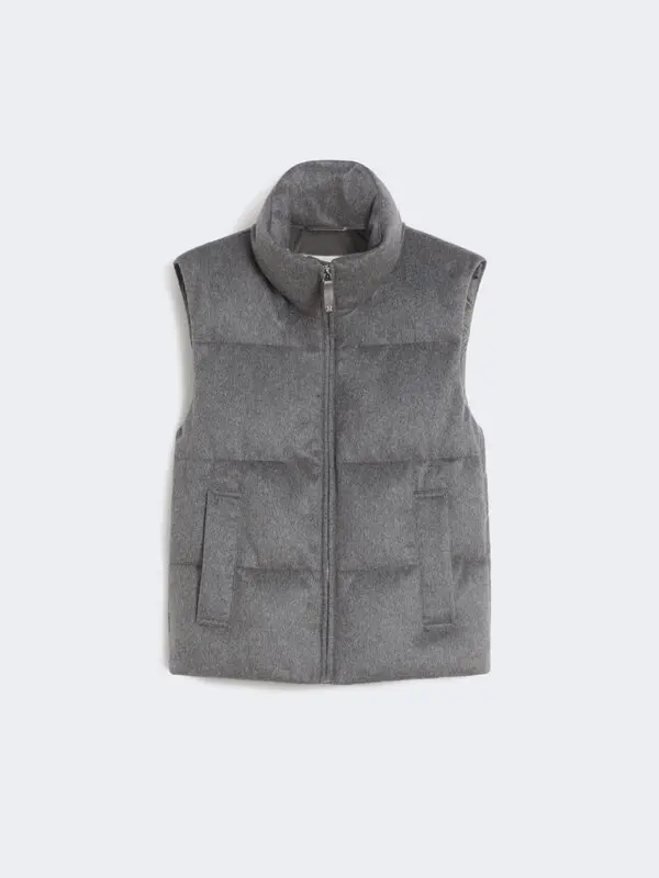 Max Mara Water-repellent Padded Cashmere And Canvas Gilet - Medium Grey