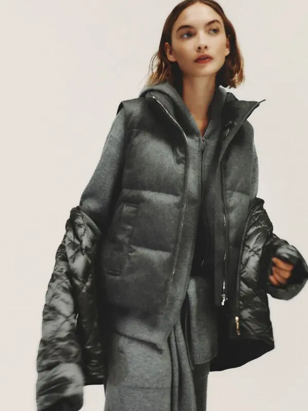 Max Mara Water-repellent Padded Cashmere And Canvas Gilet - Medium Grey