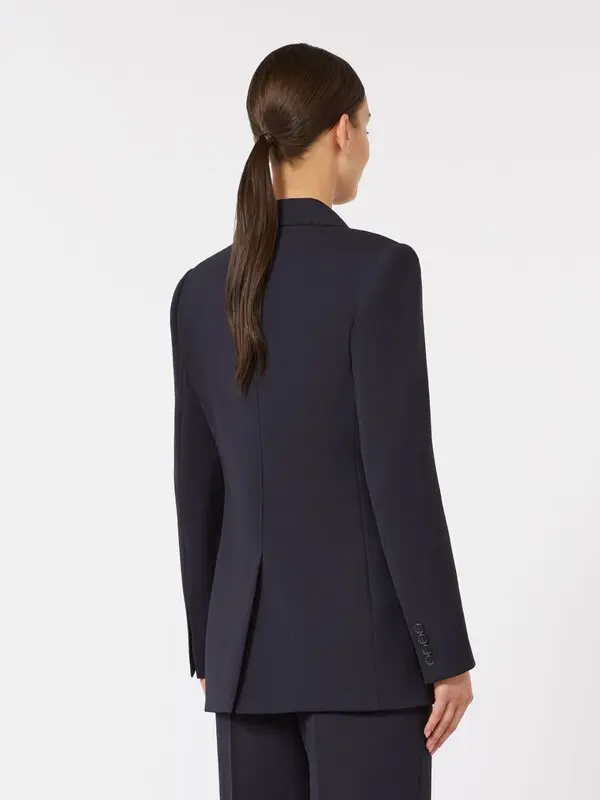 Max Mara Fitted Wool Crepe Blazer - Navy