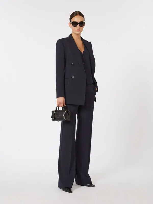 Max Mara Fitted Wool Crepe Blazer - Navy