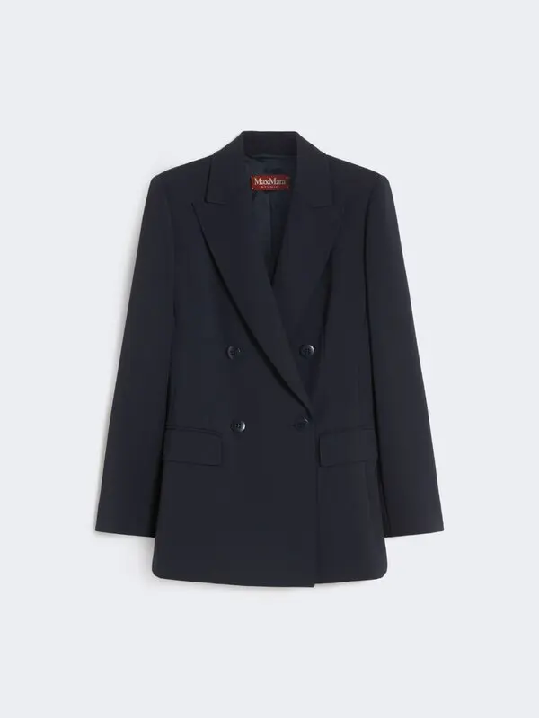 Max Mara Fitted Wool Crepe Blazer - Navy