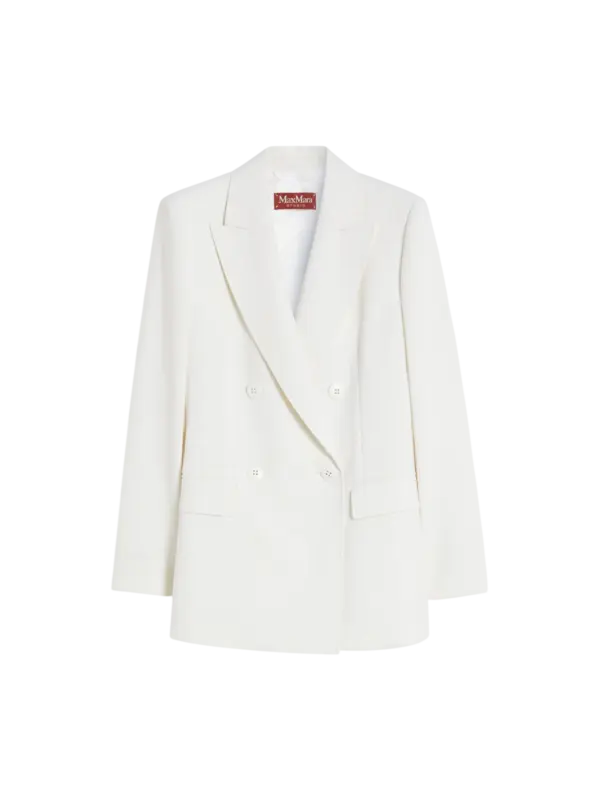 Max Mara Fitted Wool Crepe Double-breasted Blazer - White