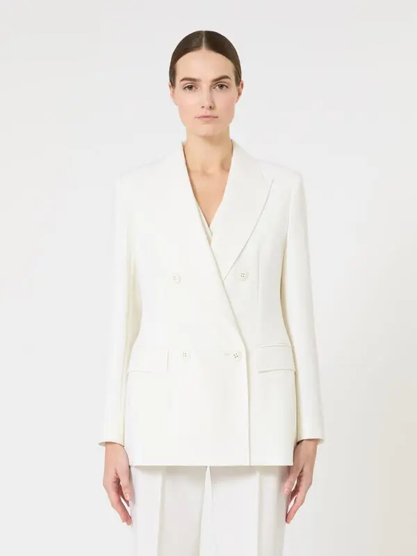 Max Mara Fitted Wool Crepe Double-breasted Blazer