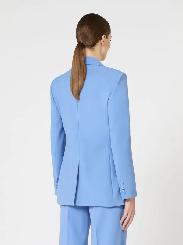Max Mara Fitted Wool Crepe Blazer - Light Blue