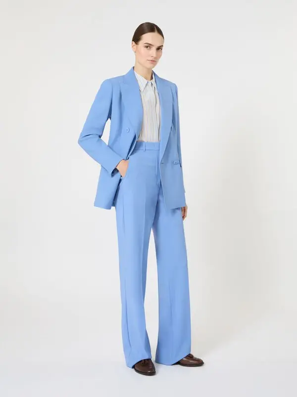 Max Mara Fitted Wool Crepe Blazer - Light Blue