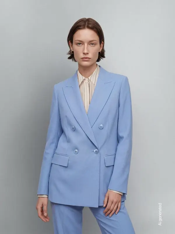 Max Mara Fitted Wool Crepe Blazer - Light Blue
