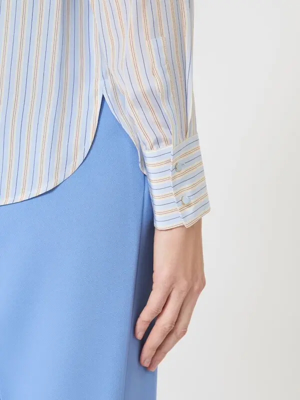 Max Mara Printed Crepe De Chine Shirt - Light Blue