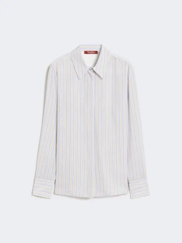 Max Mara Printed Crepe De Chine Shirt - Light Blue