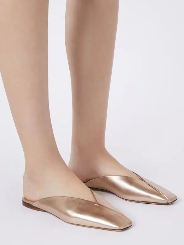 Max Mara Laminated Nappa Leather Mules - Pink