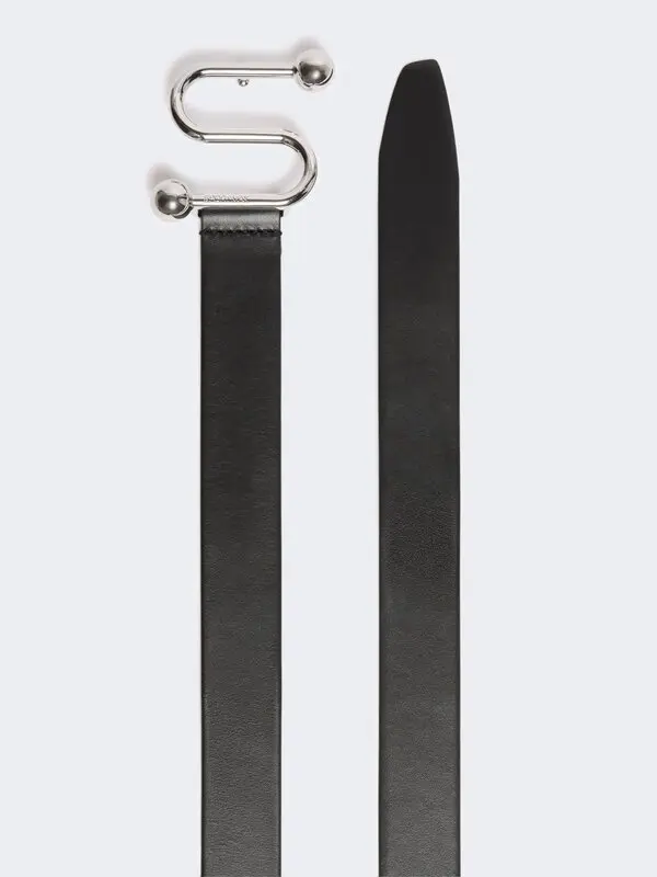 Max Mara Leather Belt With Metallic S-shaped Buckle
