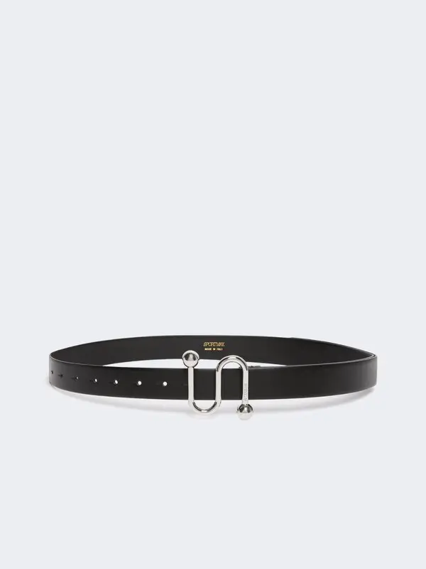 Max Mara Leather Belt With Metallic S-shaped Buckle