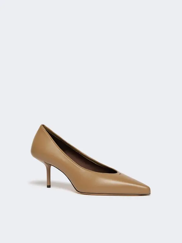 Max Mara Nappa Leather Court Shoes - Mud