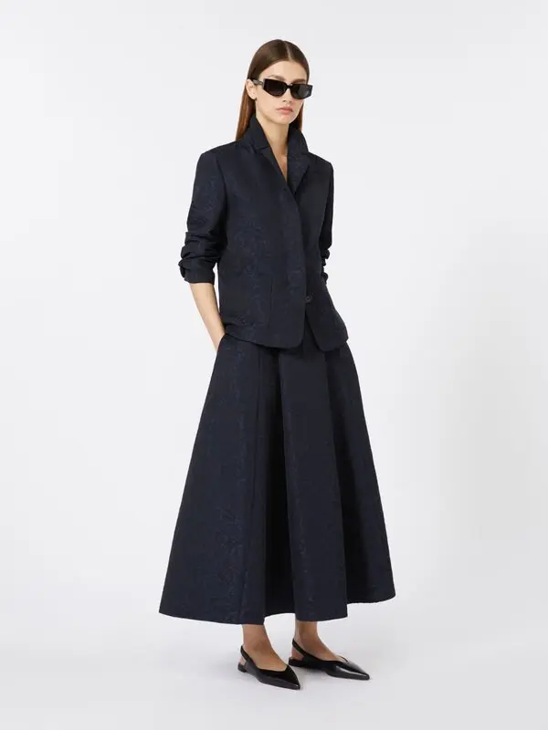 Max Mara Pleated Jacquard Knit Flared Skirt