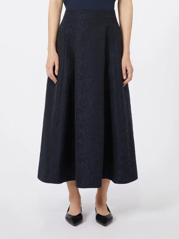 Max Mara Pleated Jacquard Knit Flared Skirt