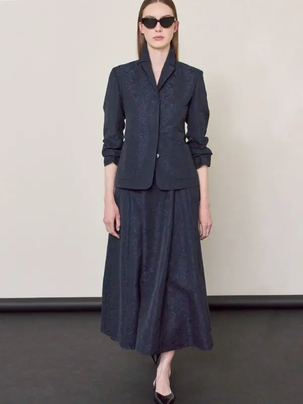 Max Mara Pleated Jacquard Knit Flared Skirt