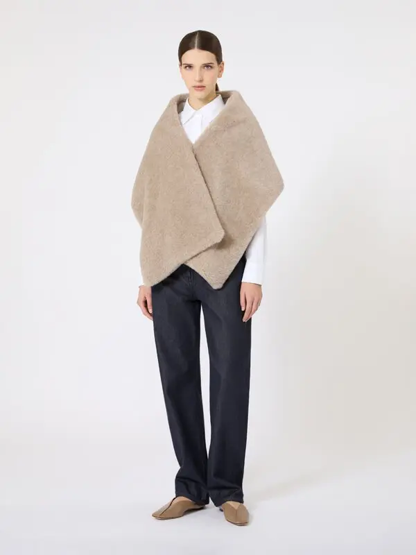 Max Mara Alpaca And Cashmere Teddy Stole - Moss Green