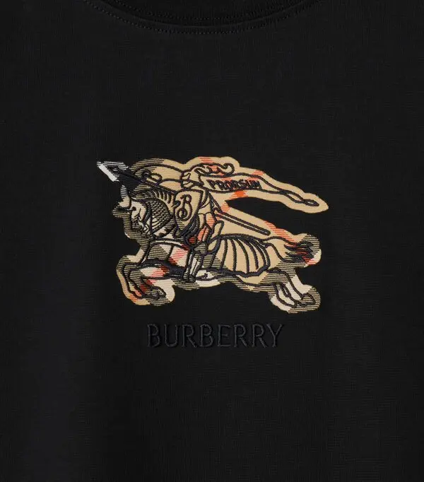 Burberry Cotton Check Equestrian Knight Design T-shirt - Black