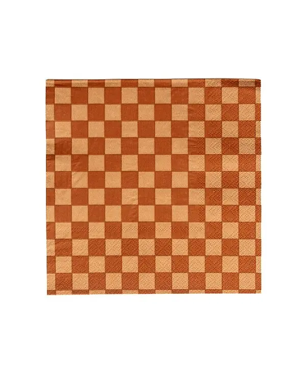 JOLLITY & CO Checkered Paper Large Napkins, Set Of 16 - Cafe Con Leche (brown)