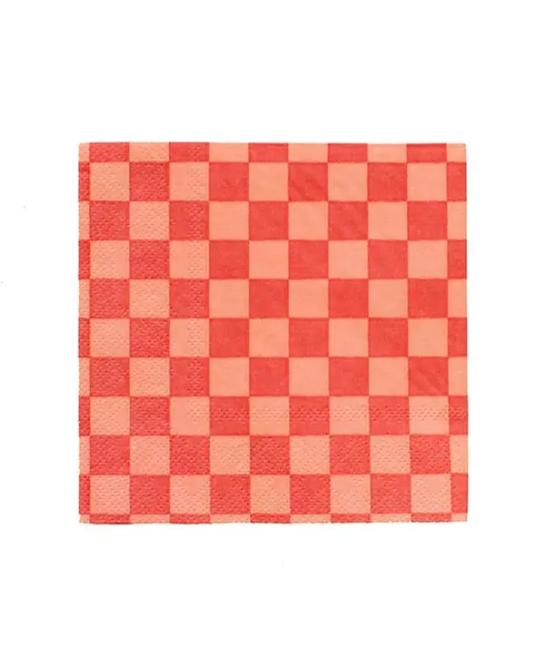 JOLLITY & CO Checkered Paper Large Napkins, Set Of 16 - Cherry (red)