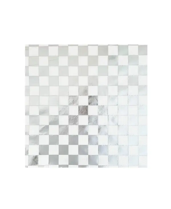 JOLLITY & CO Checkered Paper Large Napkins, Set Of 16 - Dazzling Diamond (silver)
