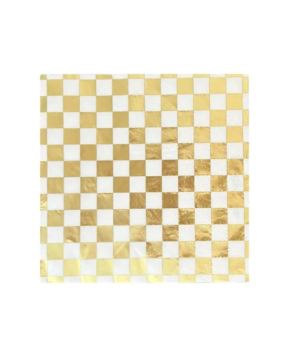JOLLITY & CO Checkered Paper Large Napkins, Set Of 16 - Gold Clash (gold)