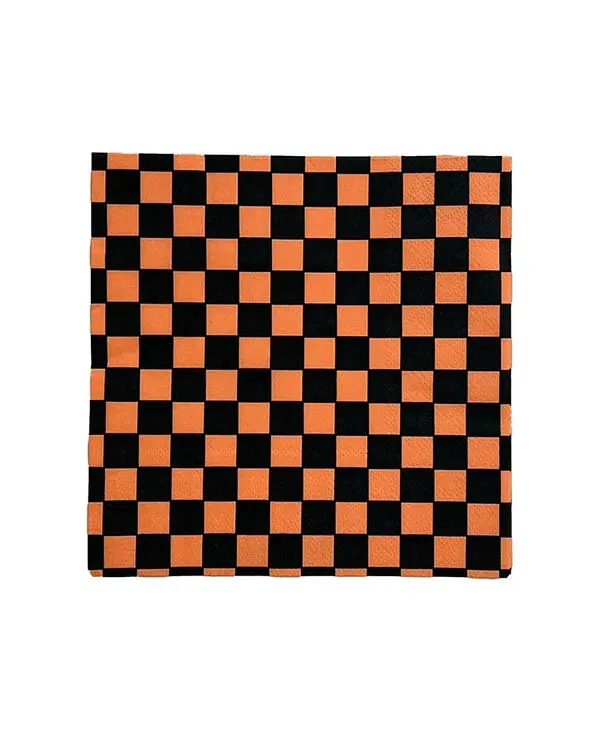 JOLLITY & CO Checkered Paper Large Napkins, Set Of 16 - Halloween (orange And Black)