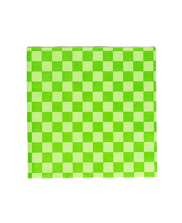 JOLLITY & CO Checkered Paper Large Napkins, Set Of 16 - In The Limelight (green)