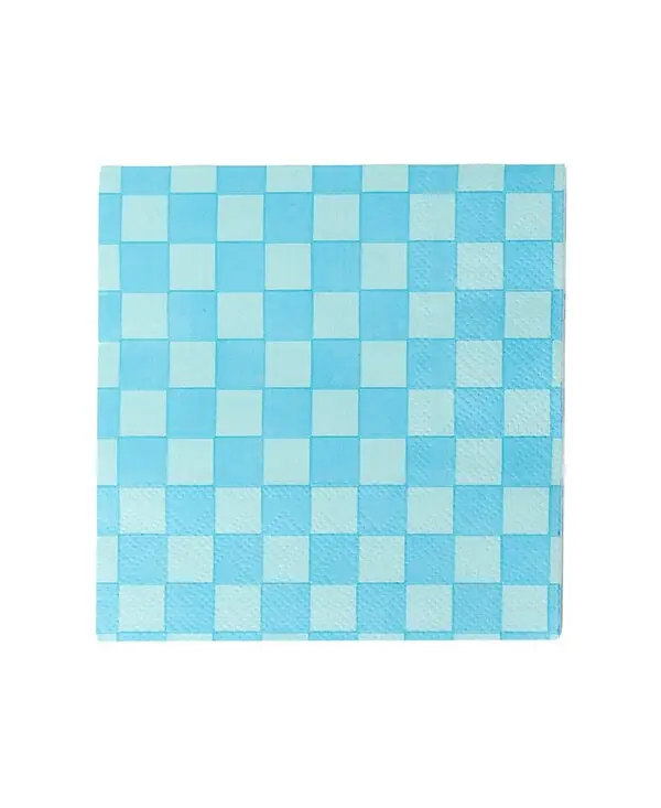 JOLLITY & CO Checkered Paper Large Napkins, Set Of 16 - Out Of The Blue (blue)