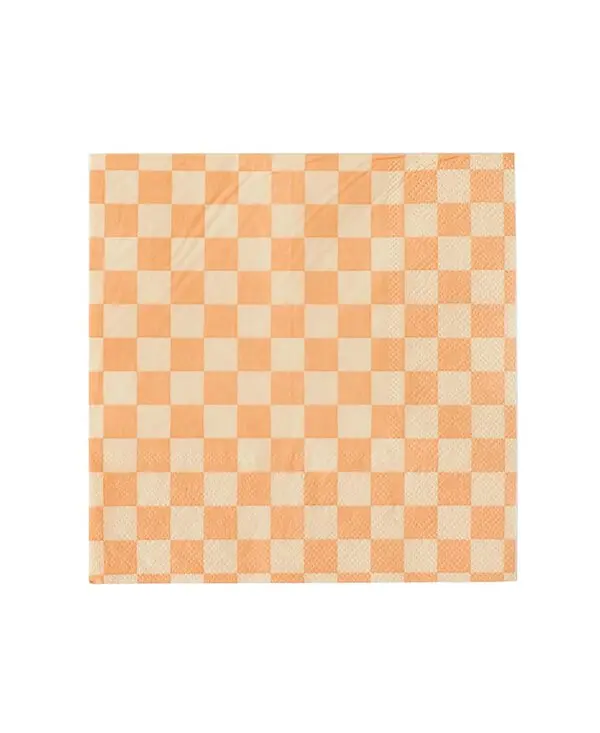 JOLLITY & CO Checkered Paper Large Napkins, Set Of 16 - Peaches And Cream (peach)