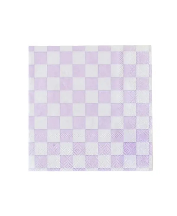 JOLLITY & CO Checkered Paper Large Napkins, Set Of 16 - Purple Posse (purple)