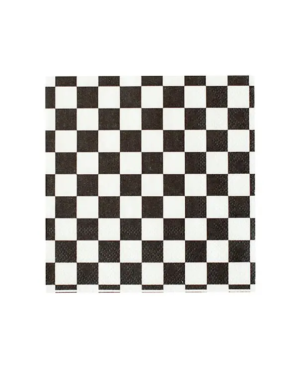JOLLITY & CO Checkered Paper Large Napkins, Set Of 16 - The Classic (black)