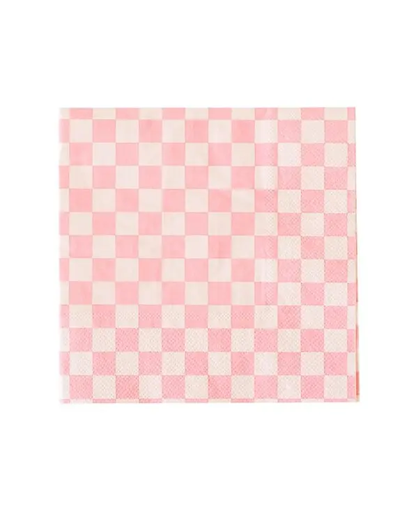 JOLLITY & CO Checkered Paper Large Napkins, Set Of 16 - Tickle Me Pink (pink)