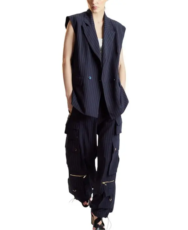 Cynthia Rowley Pinstripe Cargo Pants - Navy