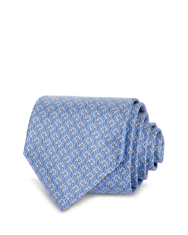 FERRAGAMO Silk Classic Gancini Tie - Light Blue