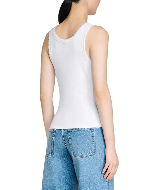 Sandro Evie Beaded Ribbed Top