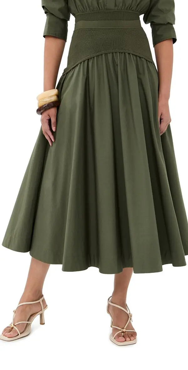 Simkhai Ovie Midi Skirt - Fern