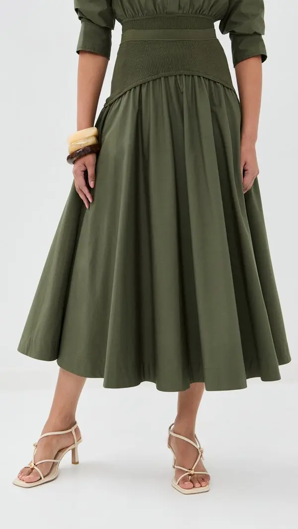 Simkhai Ovie Midi Skirt - Fern