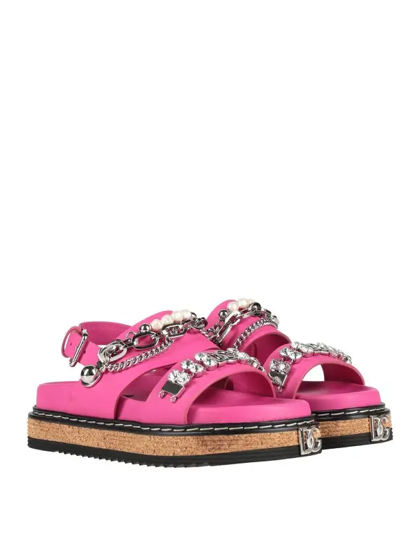 Dolce & Gabbana Embellished Calfskin Flatform Sandals