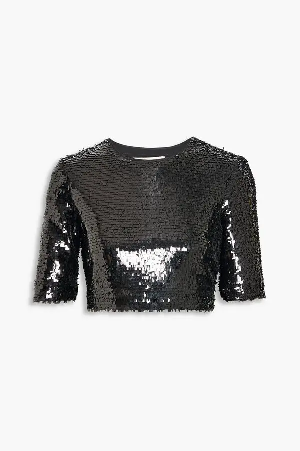 Sportmax Cropped Sequin Tulle Top