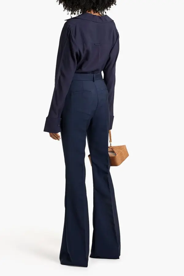 Sportmax Aero Pleated Grain De Poudre Flared Pants