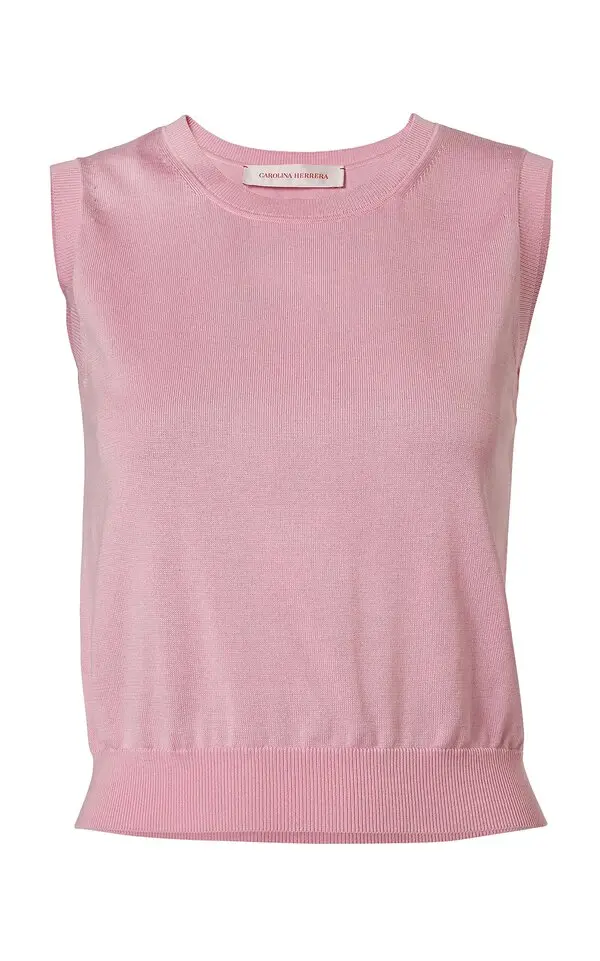 Carolina Herrera Silk-cotton Knit Crewneck Top