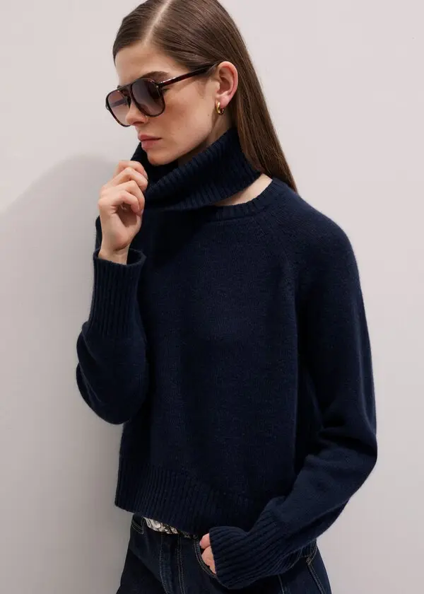 ME+EM Cashmere Raglan Jumper - Navy