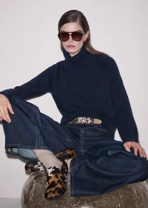 ME+EM Cashmere Raglan Jumper - Navy