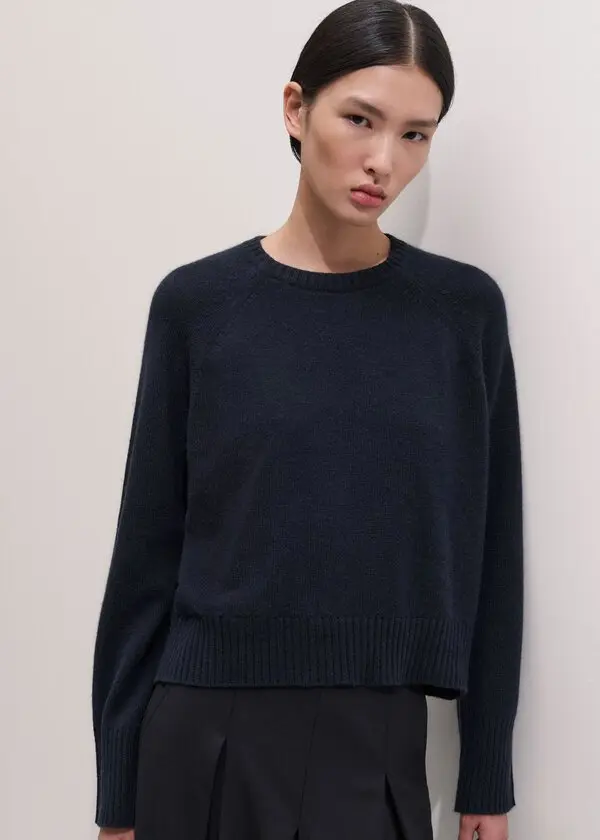 ME+EM Cashmere Raglan Jumper - Navy